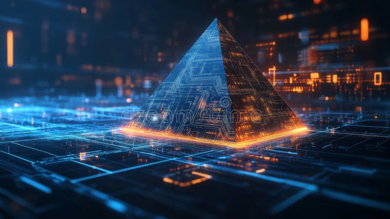 Digital Pyramid Circuitry Illuminates Technological Advancement Stock ...