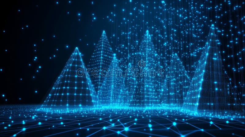 Digital Pyramids of Giza Abstract Wireframe Network Representation of ...