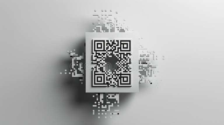 Digital QR Code, Pixelating into the Air, Modern Technology Concept. a ...