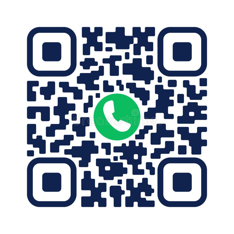 Digital QR Code Template with Green Call Key Button. Contactless Mobile ...