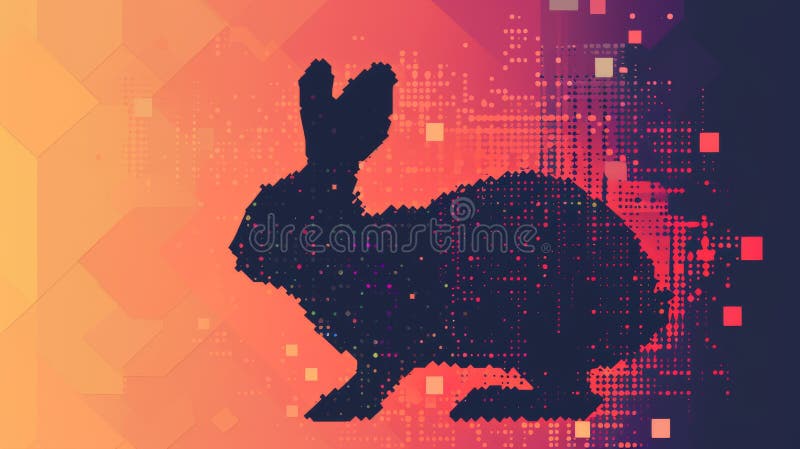 Digital Rabbit Silhouette with Abstract Pixel Effect Stock Image ...