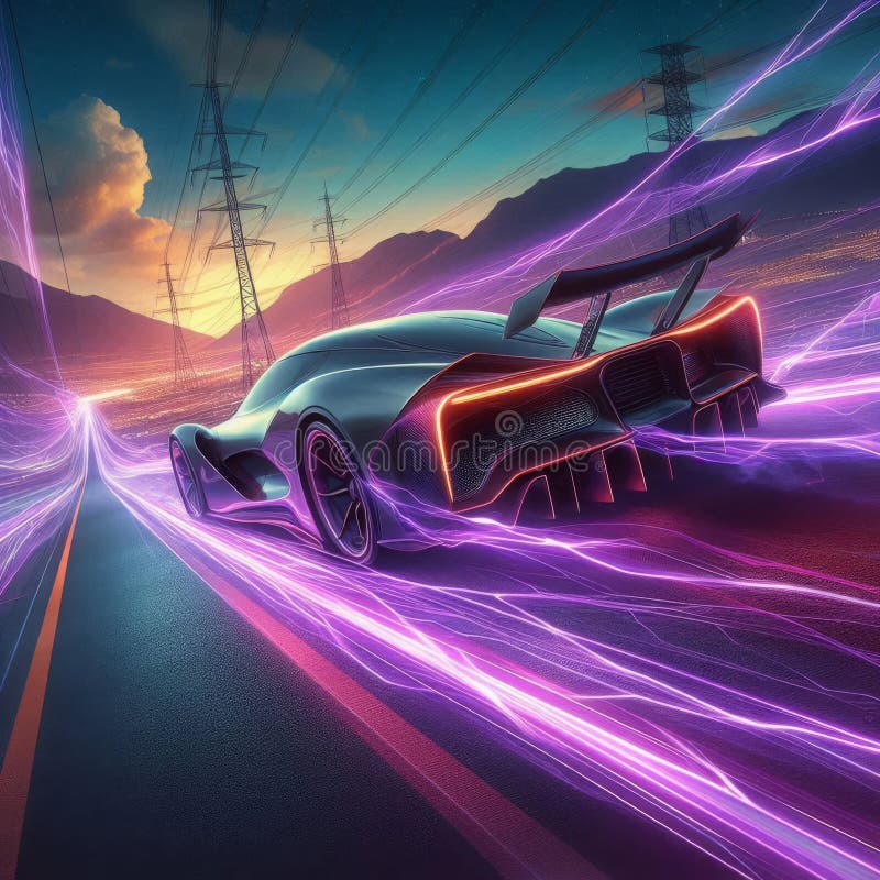 Digital Racer with Glowing Wings Stock Illustration - Illustration of ...