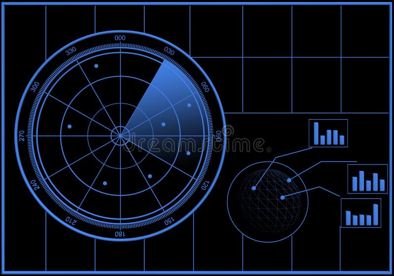 Digital Radar screen stock illustration. Illustration of military ...