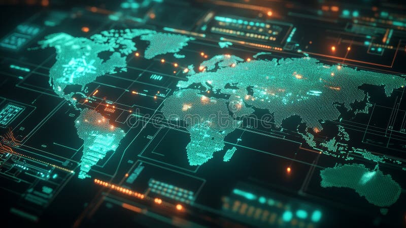 Digital Radar Used To Map Terrain, Communication Technology Concept ...