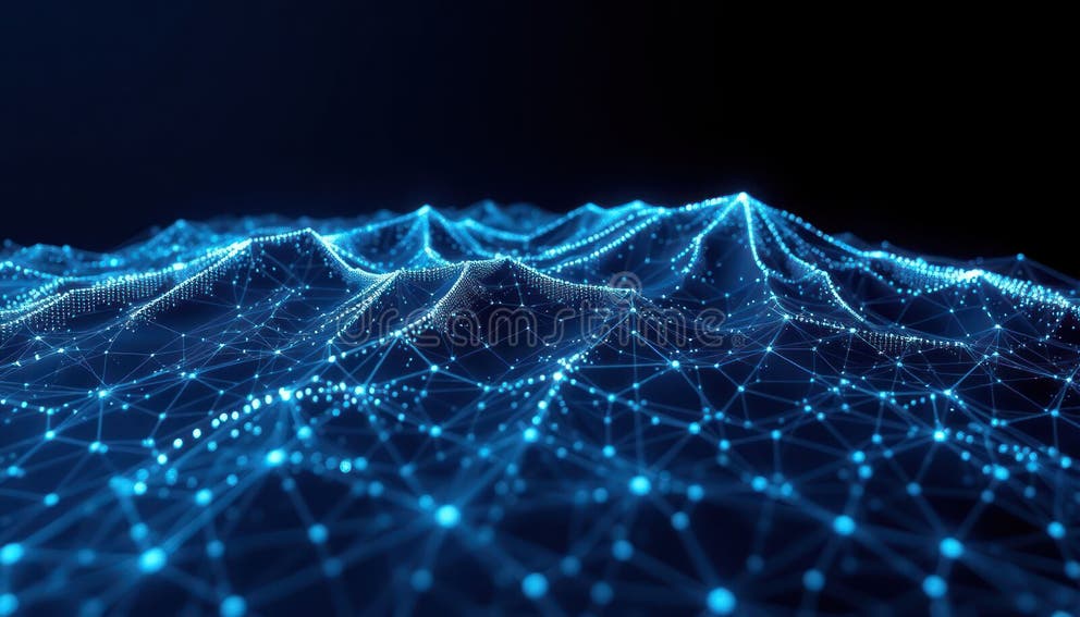 Digital Radar Visualization of Terrain. Complex Network of Lines ...
