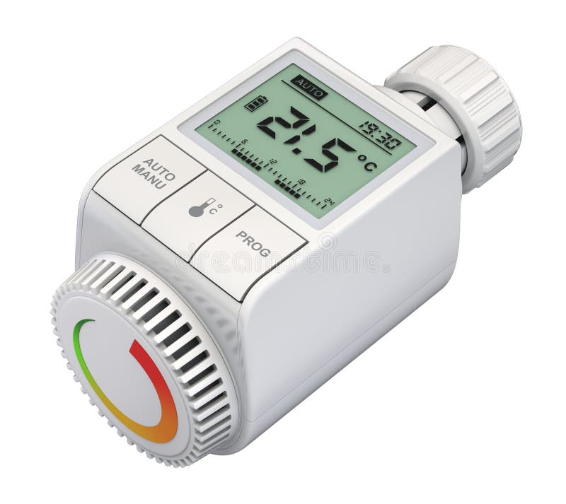 Digital Radiator Thermostatic Valve Stock Illustration - Illustration ...
