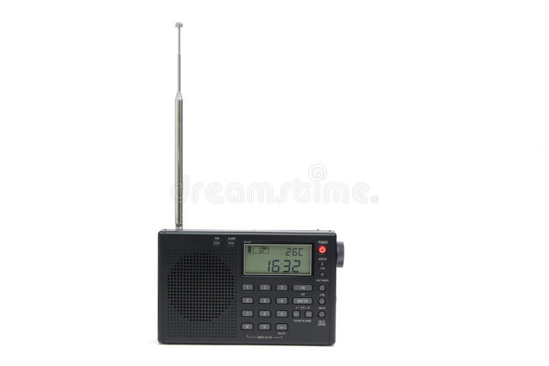 Digital Radio Receiver with Elongated Antenna Gray Blurry Background ...