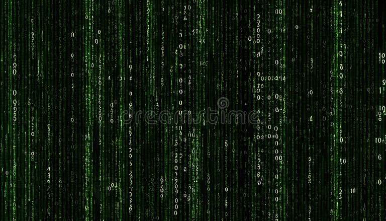 Digital Rain: Abstract Green Matrix Code Stream Stock Illustration ...