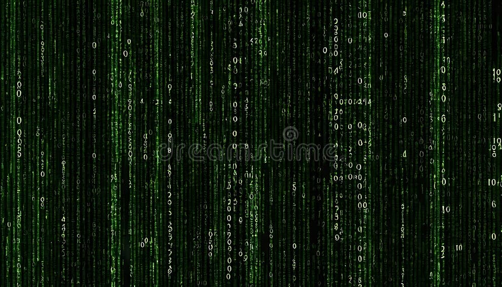 Digital Rain: Abstract Green Matrix Code Stream Stock Illustration ...