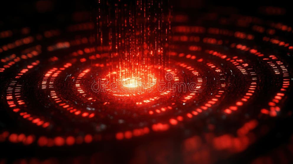 Digital Rain, Abstract Red Data Vortex Stock Image - Image of design ...