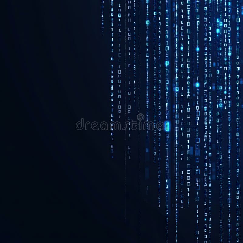 Digital Rain Binary Code Background Stock Image - Image of science ...