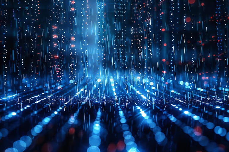 A Digital Rain of Binary Code, Representing the Matrix and Data Flow in Concepts Related To ...