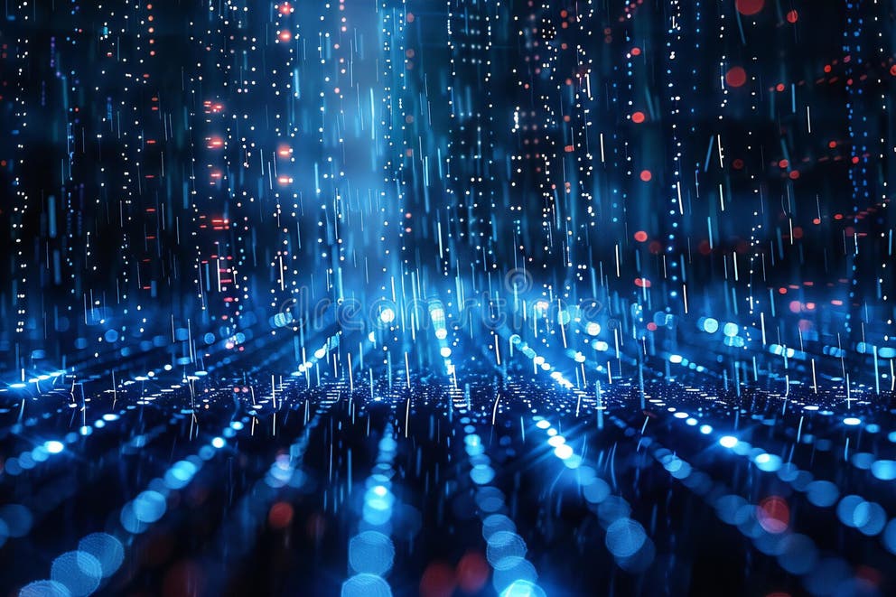 A Digital Rain of Binary Code, Representing the Matrix and Data Flow in Concepts Related To ...