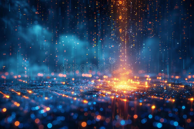 A Digital Rain of Binary Code, Representing the Matrix and Data Flow in Concepts Related To ...