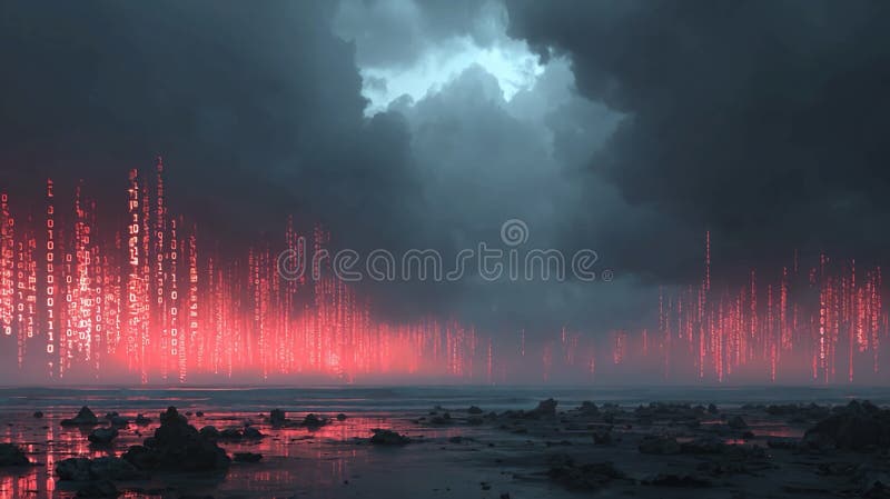 Digital Rain on a Dark Beach Stock Illustration - Illustration of ...