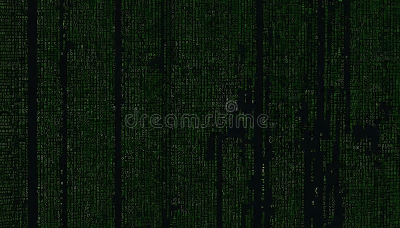 Digital Rain: a Dark Green Abstract Code Art Stock Illustration ...