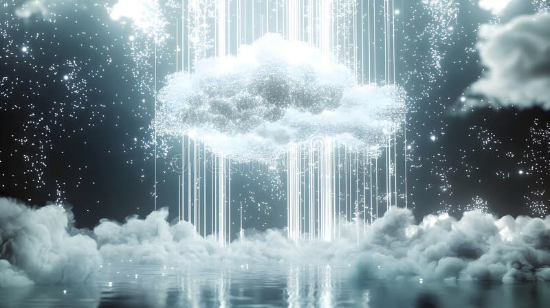 Digital Rain and Data Cascade of Computing Stock Illustration ...