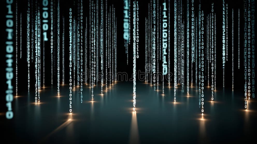 Digital Rain Falling in a Virtual Space Stock Image - Image of futuristic, virtual: 390374187