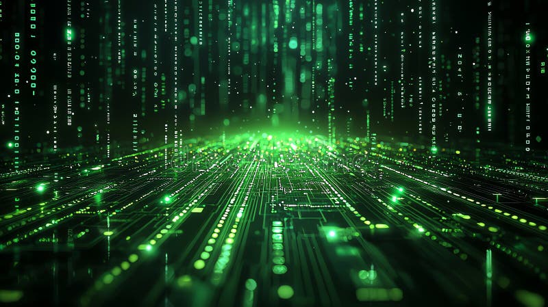 Digital Rain Futuristic Matrix Code Stream Stock Photo - Image of coding, database: 391980480