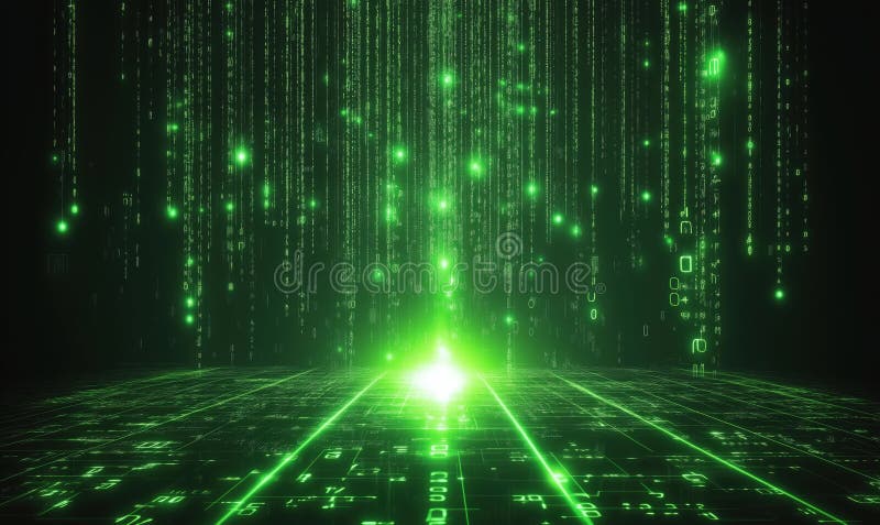 Digital Rain Effect Glowing Green Binary Code Futuristic Environment Stock Photos - Free ...