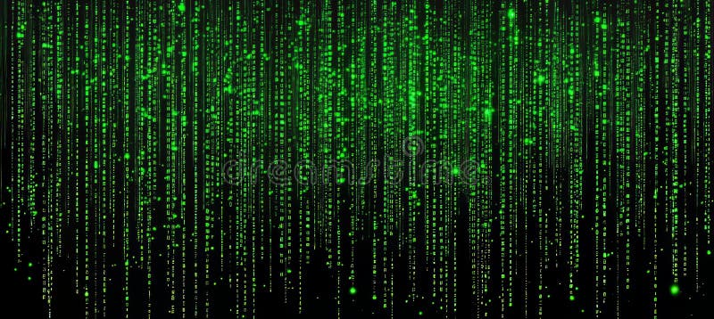 Digital Rain of Green Matrix Code on a Black Background, Technology or Programming Concept Stock ...