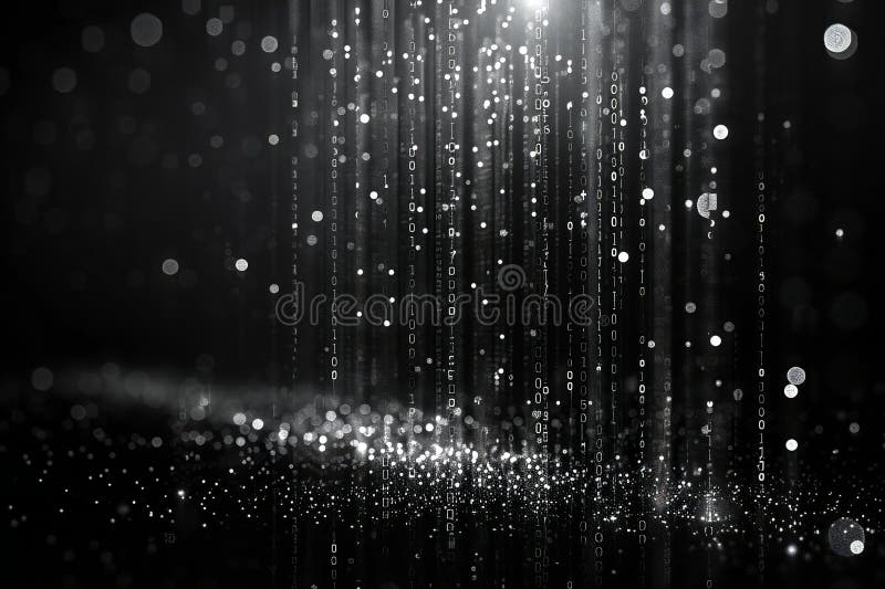 A Digital Rain of Numbers and Symbols, Cascading Down Against a Black ...