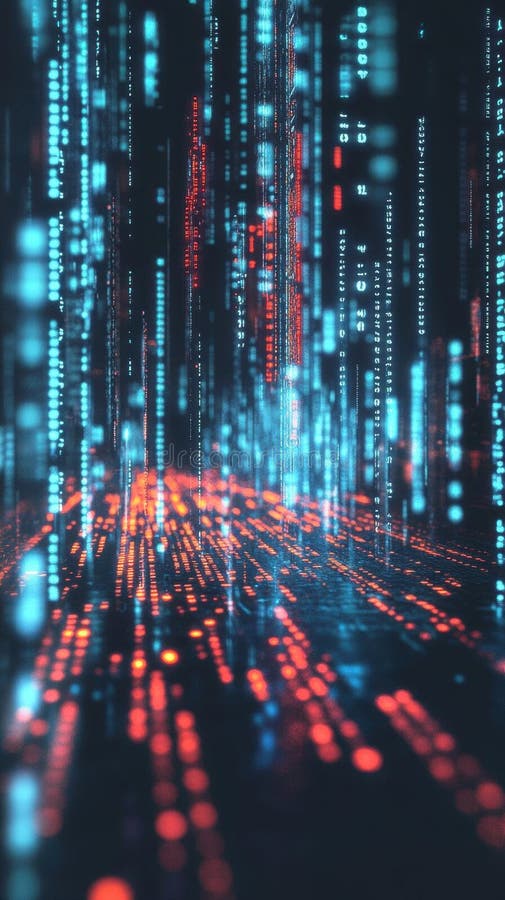 Digital Rain, a Symphony of Code and Light Stock Image - Image of ...