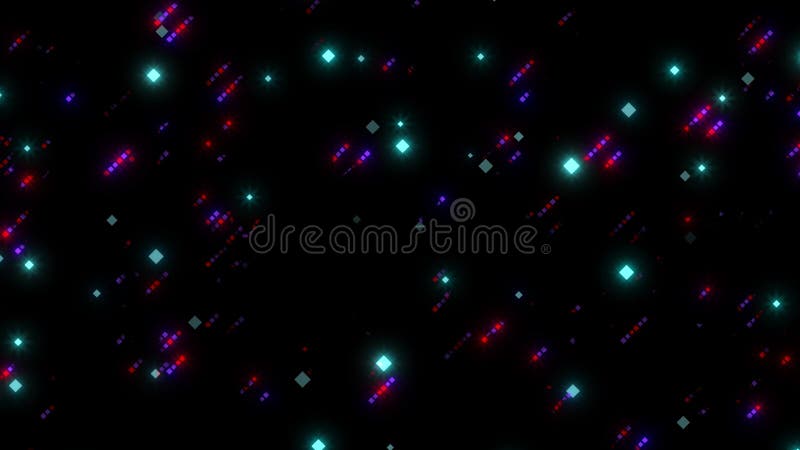 Digital Rainbow Dots and Squares with Glitch Effect on Black Screen ...