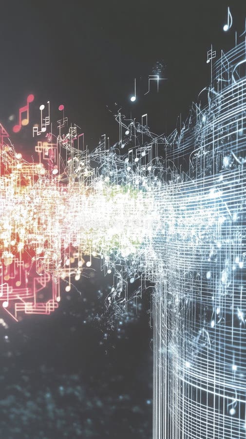 Digital Rainbow Wave of Music Notes and Sound Lines Stock Illustration ...