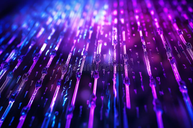 Digital Raindrops in a Matrix of Neon Light Create a Futuristic and ...
