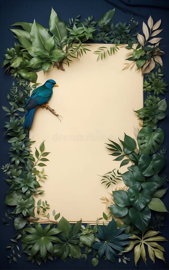 Digital Rainforest Backdrop Jungle Leaves on Blank Paper Tropical ...