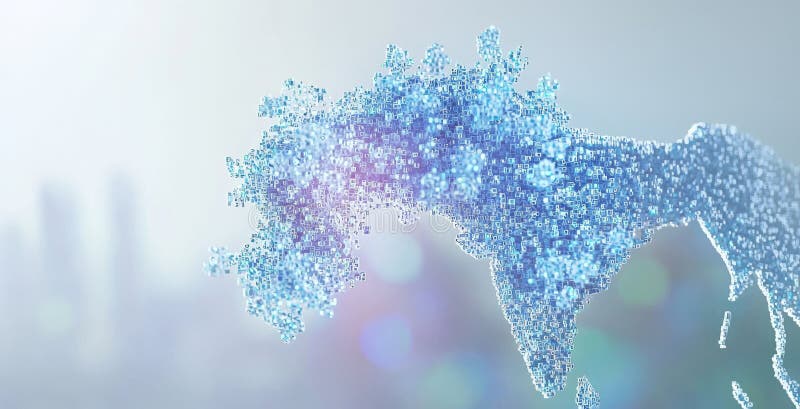 Digital Raster Microstructure Map of India in Three Dimensions Stock ...