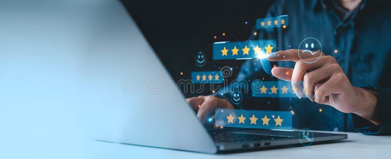 Digital Rating System with Stars and Emojis for Online Feedback Stock ...