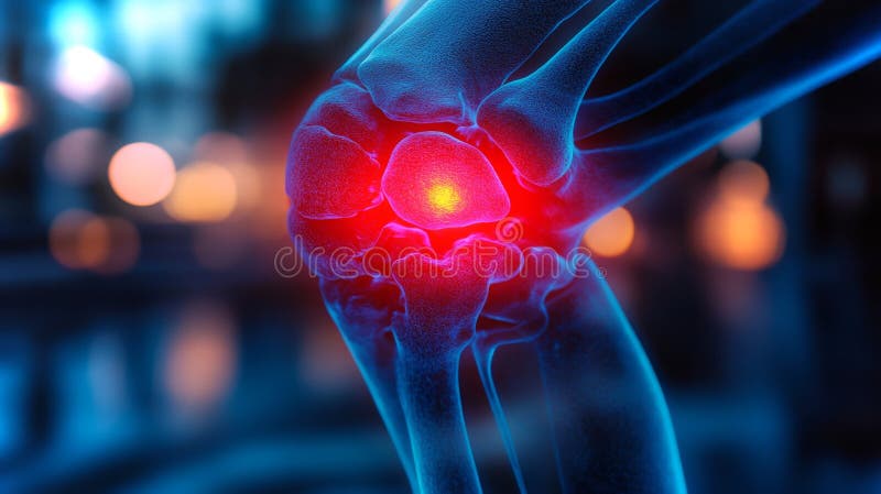 Digital X-ray of Human Knee Joint with Glowing Detail Highlighting ...
