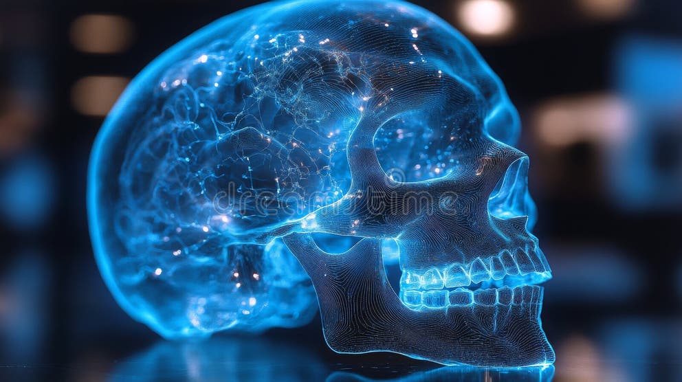 Digital X-ray Visualization of a Human Skull Highlighting Intricate ...