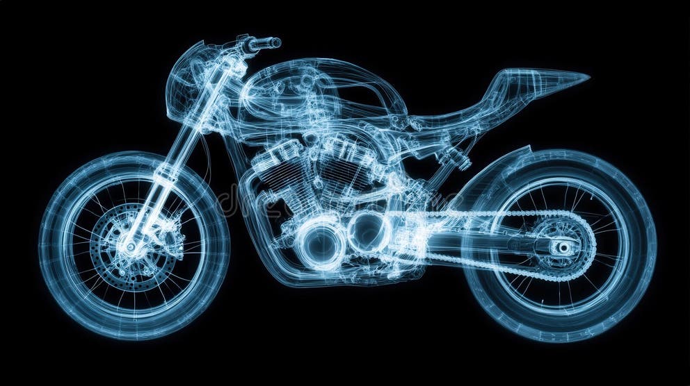 Digital X-Ray Scan of Motorcycle Structure Stock Illustration ...