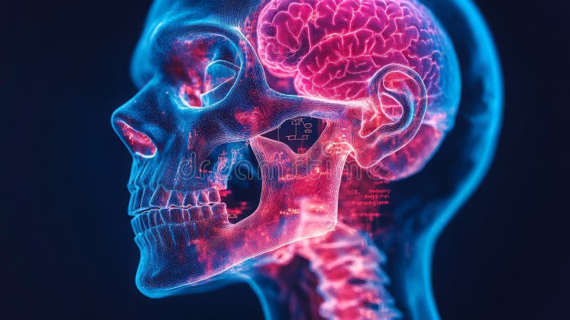 Digital X-ray Visualization of a Human Skull Revealing Intricate ...