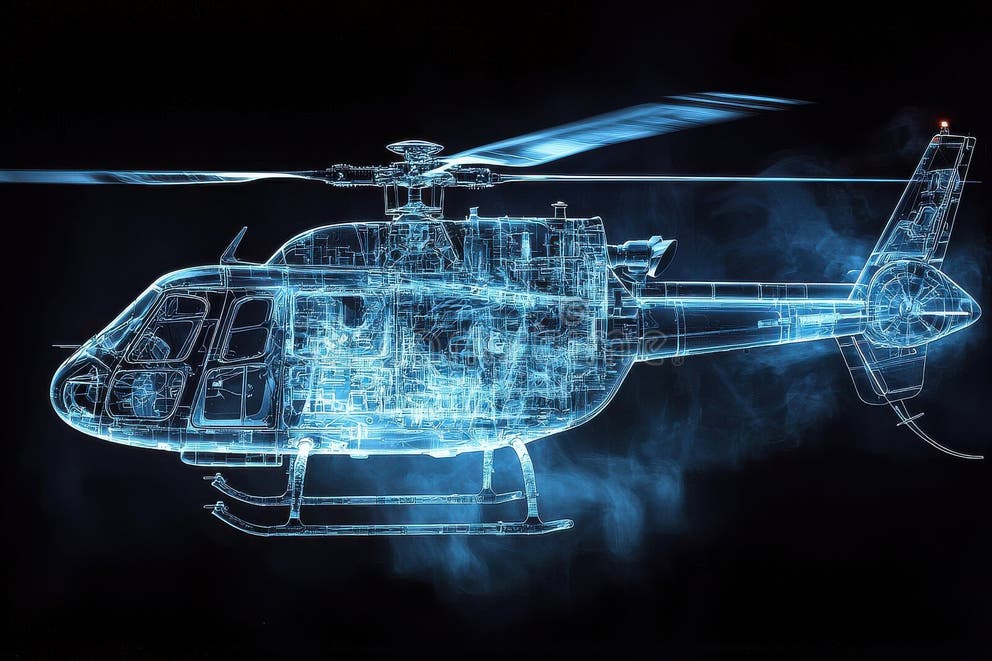 Digital X-ray Visualization of Helicopter Mechanics and Structure Stock ...