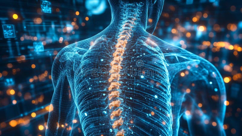 Digital Ray Visualization Human Torso Highlighting Spine Structure ...