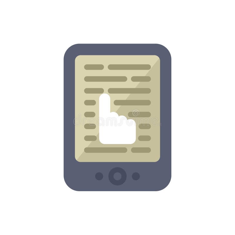 Digital Reader Displaying Text and Hand Cursor Icon for Navigation ...