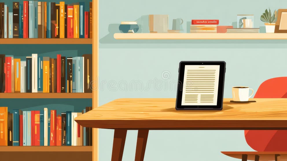 Digital Reading Experience Showcased on Tablet with E-Book Library and ...
