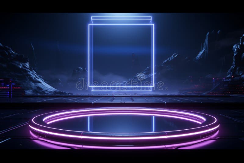 A Digital Realm Comes To Life with an Empty Stage in 3D Rendering Stock ...