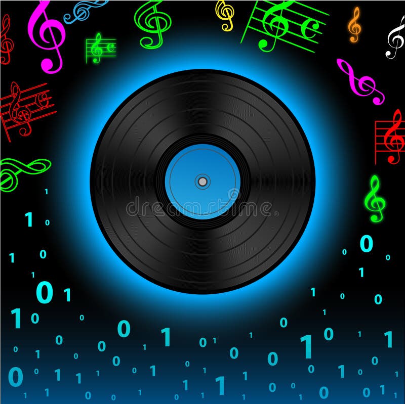 Digital record. stock vector. Illustration of vinyl, gramophone - 52201733