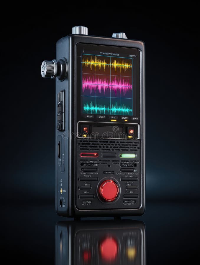 Digital Recorder Displaying Colorful Waveforms during Storytelling ...