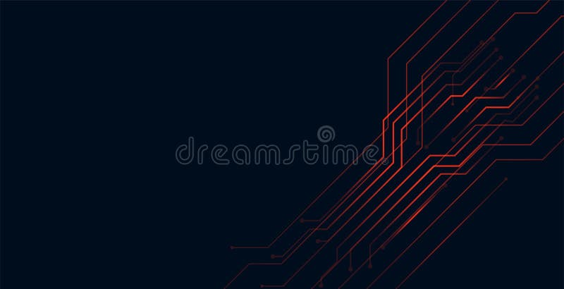 Digital Red Circuit Lines Technology Background Design Stock Vector ...