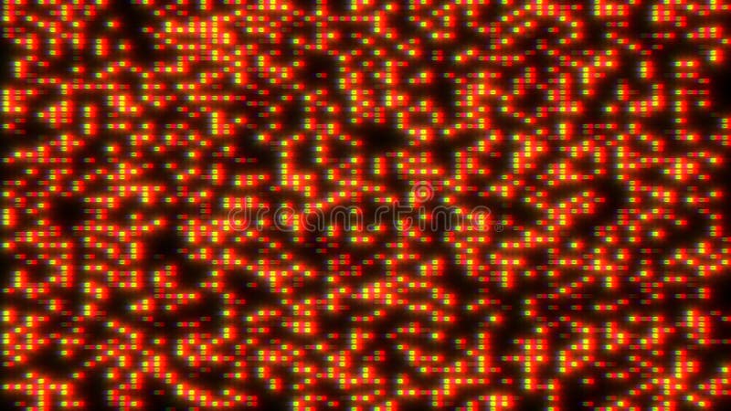 Digital Red Dots and Squares with Glitch Effect on Black Screen Stock ...
