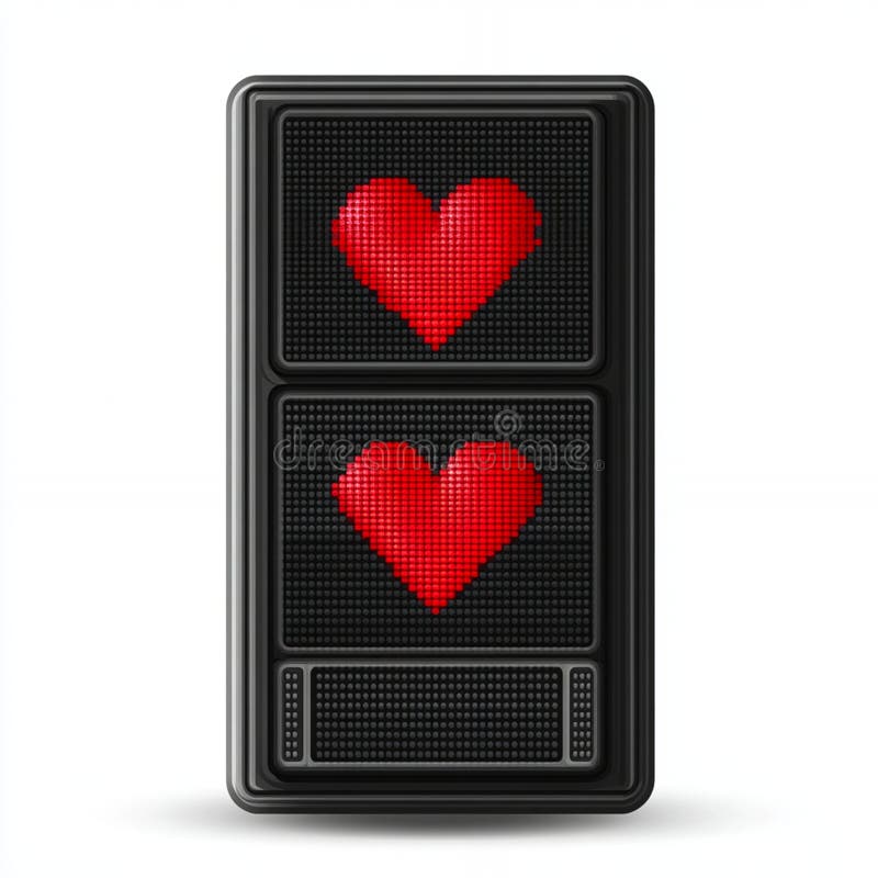 Digital Red Heart LED Display Panel Love Graphic Valentine Icon Pixel ...