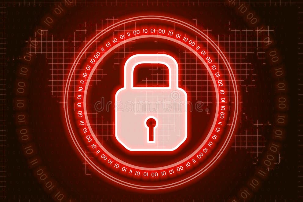 Digital Red Lock Icon Interface Stock Illustration - Illustration of ...