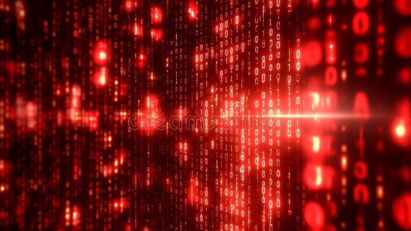 Digital Red Matrix Wall with Glowing Numbers, Futuristic Technology ...