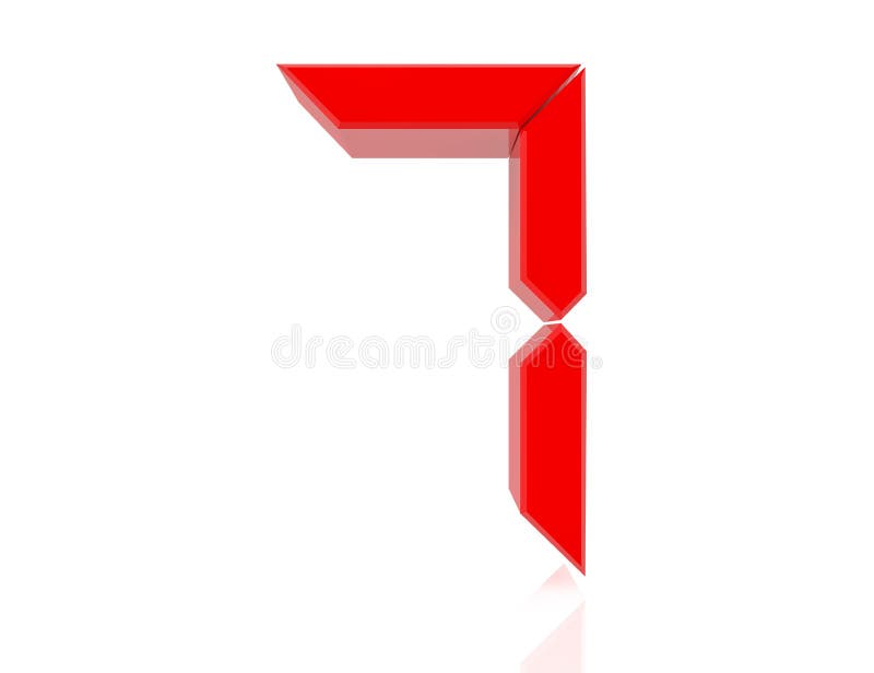 Digital Red Number 7 Isolated on White Background 3d Rendering Stock ...